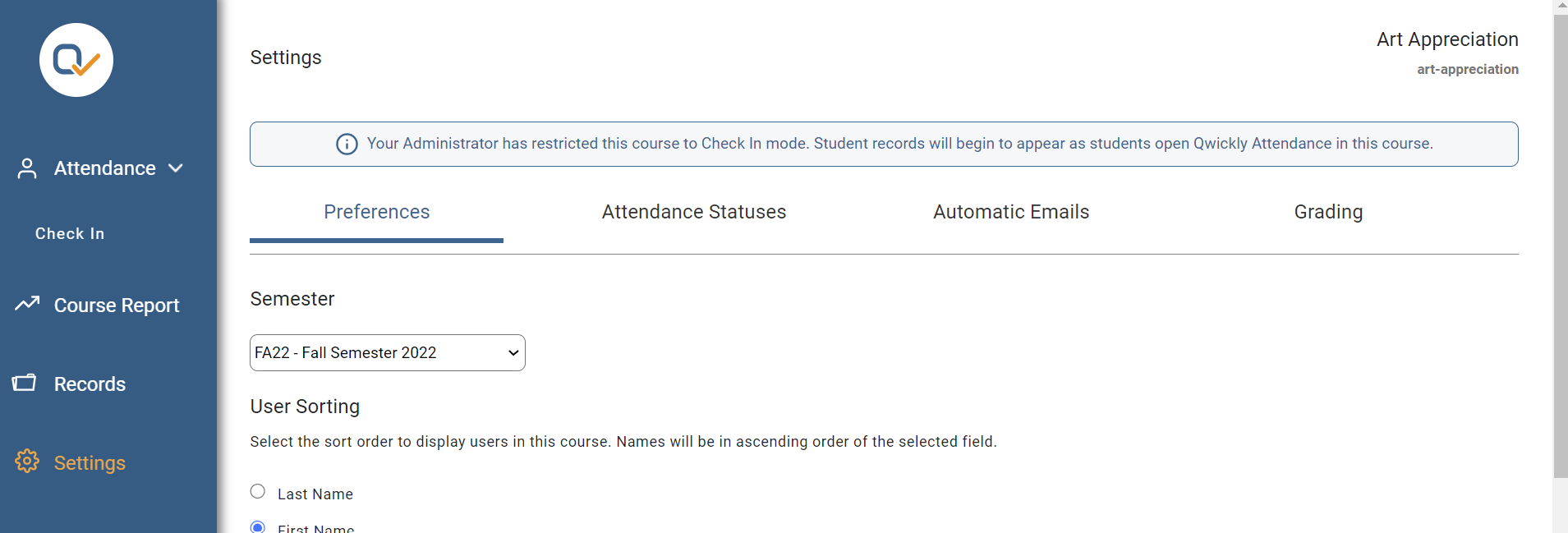 Check In Mode Only - Enable Large Course Enrollment – Qwickly